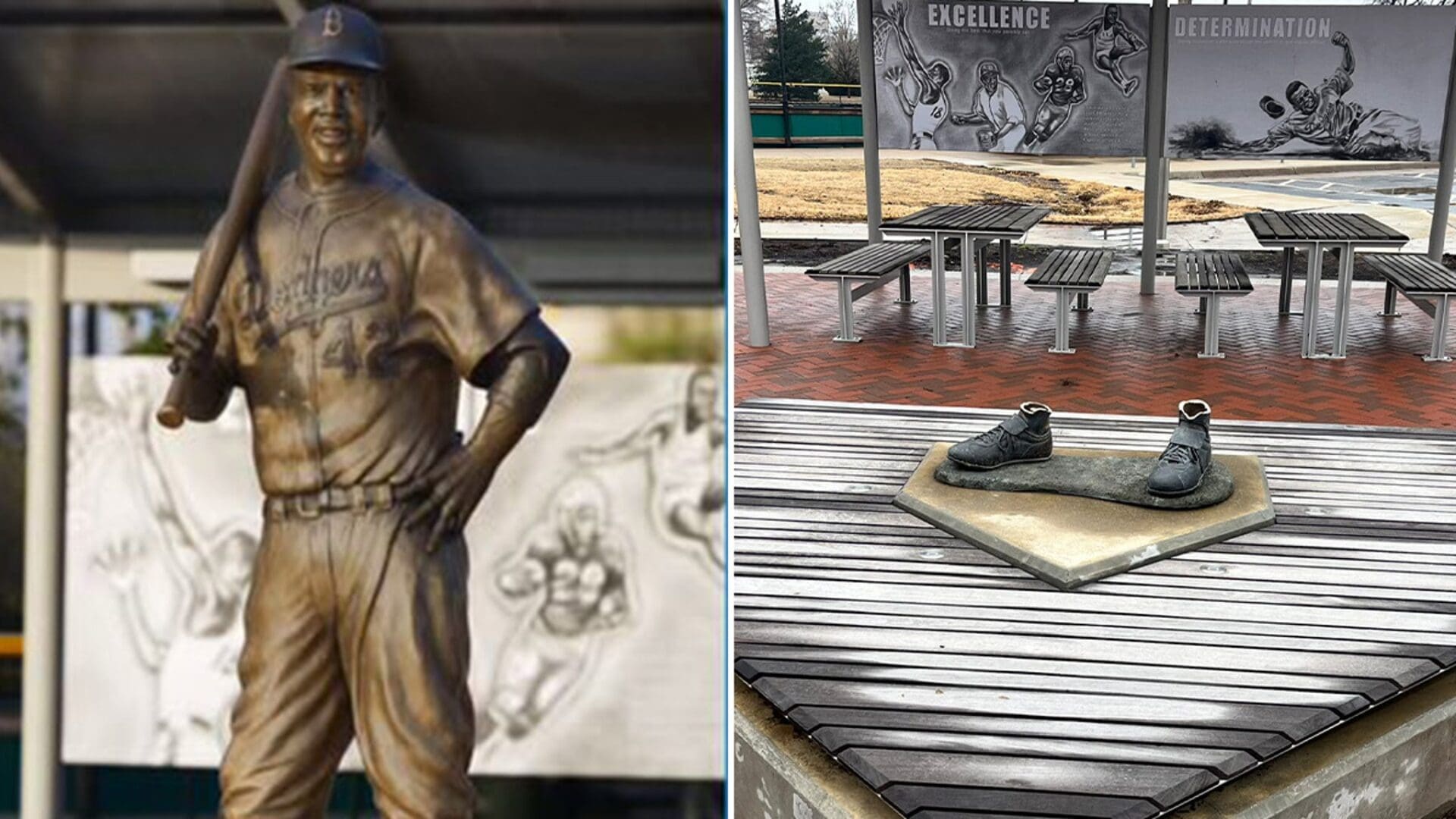 Bronze Jackie Robinson Statue Cut Down, Stolen From Youth Baseball ...